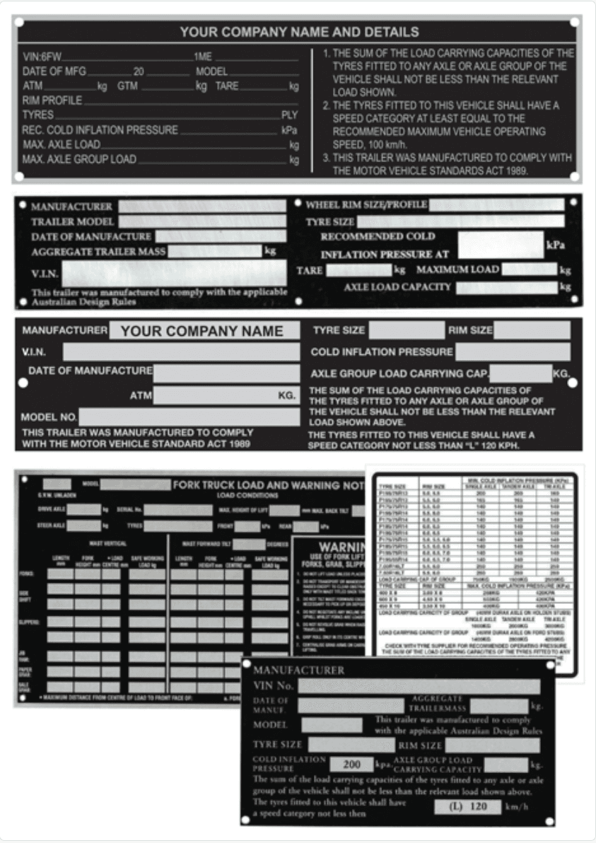 Trailer VIN Plates and Labels | Nameplates Australia